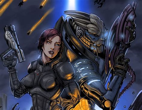 Alien Weapon Mass Effect Warrior Video Game Commander Shepard Woman Warrior Hd Wallpaper