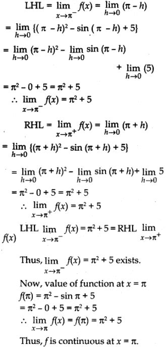 is the function defined by f x x 2 sin x 5 continuous at x π verify sarthaks