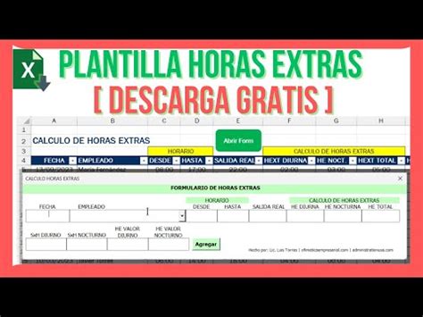 Plantilla Para Calcular HORAS EXTRAS En Excel Descarga GRATIS