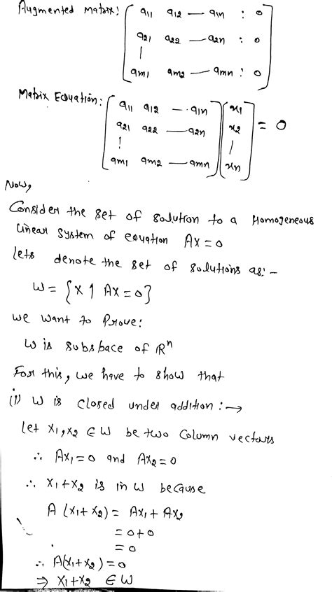 [solved] prove the solution set of a homogeneous linear system ax 0 in n course hero