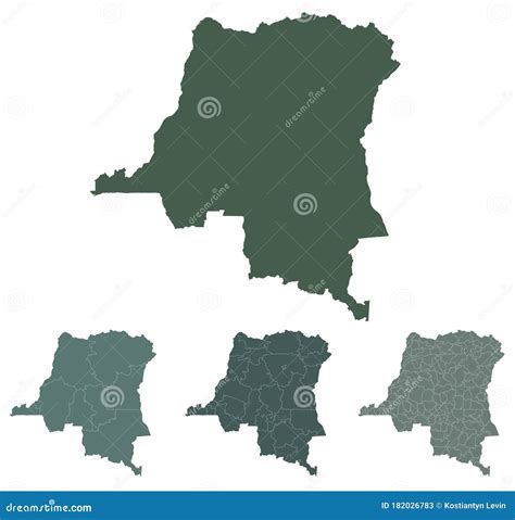 The Democratic Republic Of The Congo Map Outline Administrative Regions