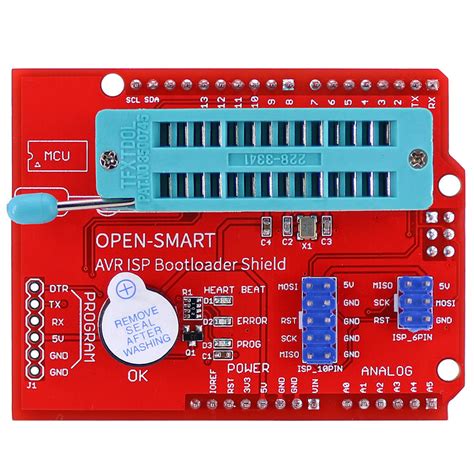 avr isp bootloader shield burning programmer for atmega328p with buzzer and indicator for uno r3