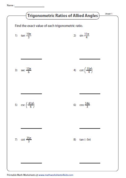 Trigonometry Finding Exact Values