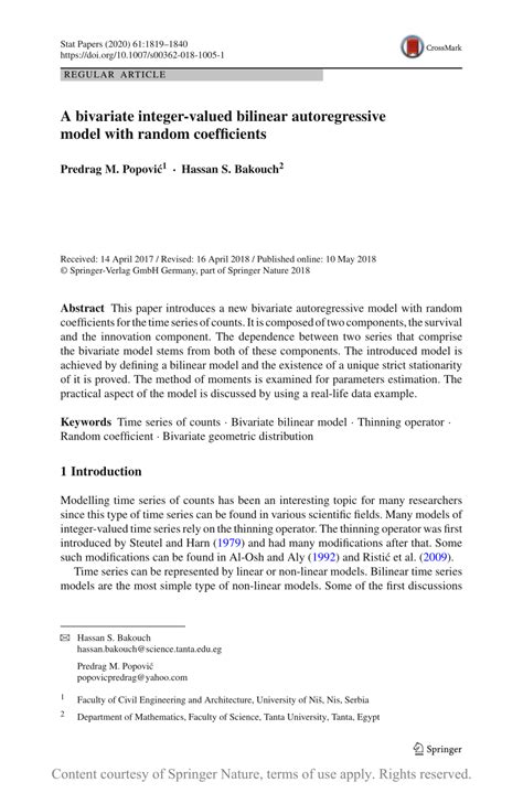 a bivariate integer valued bilinear autoregressive model with random coefficients request pdf