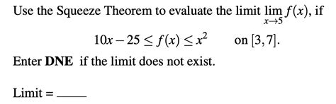 solved use the squeeze theorem to evaluate the limit