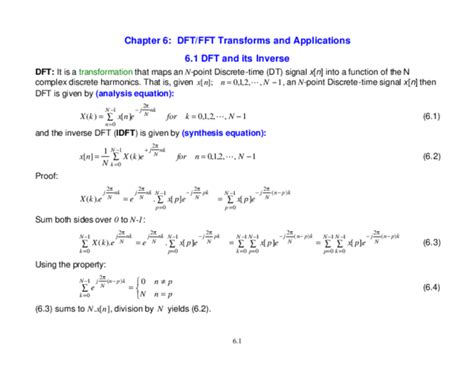 pdf chapter 6 dft fft transforms and applications 6 1 dft and its inverse girisankar p