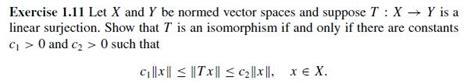 solved exercise 1 11 let x and y be normed vector spaces and