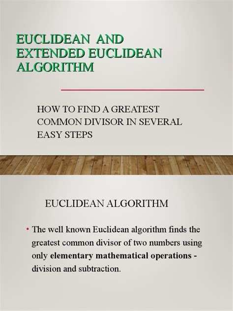 euclidean and extended euclidean algorithm pdf discrete mathematics number theory