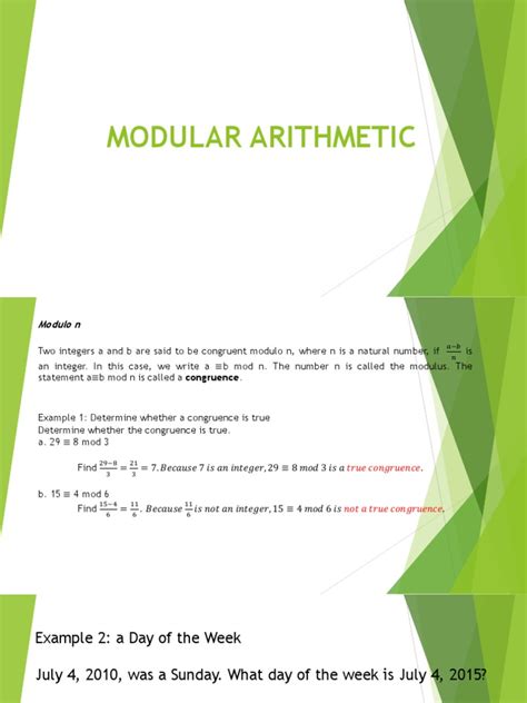 lecture 10 modular arithmetic pdf arithmetic discrete mathematics