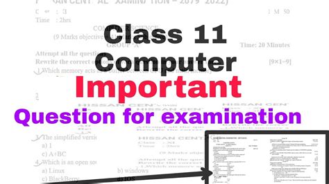 class 11 computer science important question for exam hissan central examination 2079 2022
