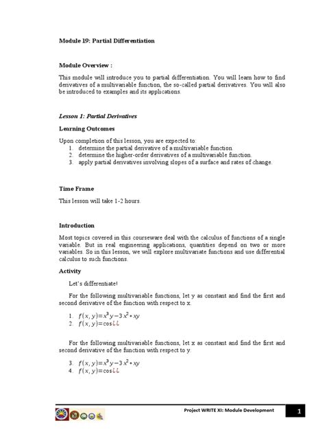 module 19 partial differentiation pdf derivative function mathematics