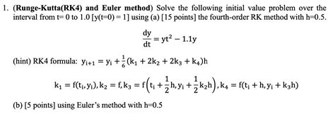 solved runge kutta rk4 and euler method solve the