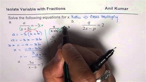 isolate variable in equation with fractions youtube