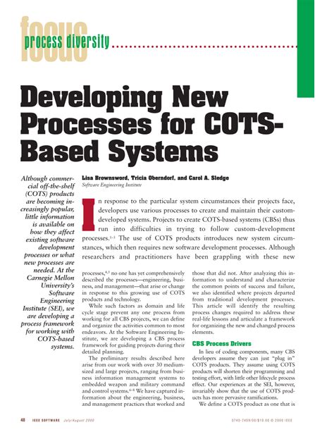 pdf developing new processes for cots based systems