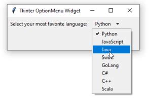 An Essential Guide To Tkinter OptionMenu Widget By Practical Examples