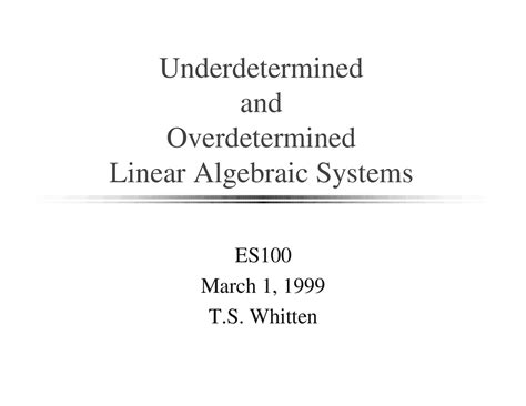 underdetermined and overdetermined linear algebraic systems mae 315 docsity
