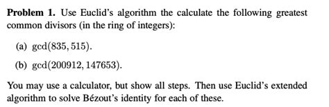 solved problem 1 use euclid s algorithm the calculate the
