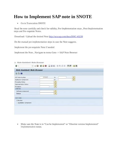 docx how to implement sap note in snote dokumen tips