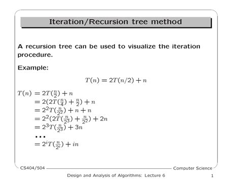 unit 2 lecture notes iteration recursion tree methoditeration recursion tree method a