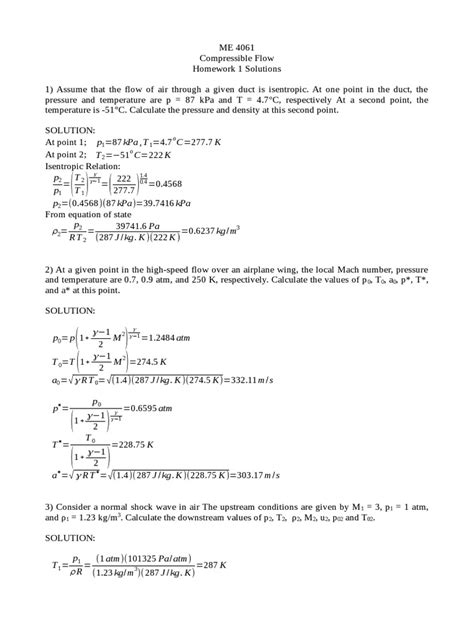 hw1 solutions pdf mach number fluid dynamics
