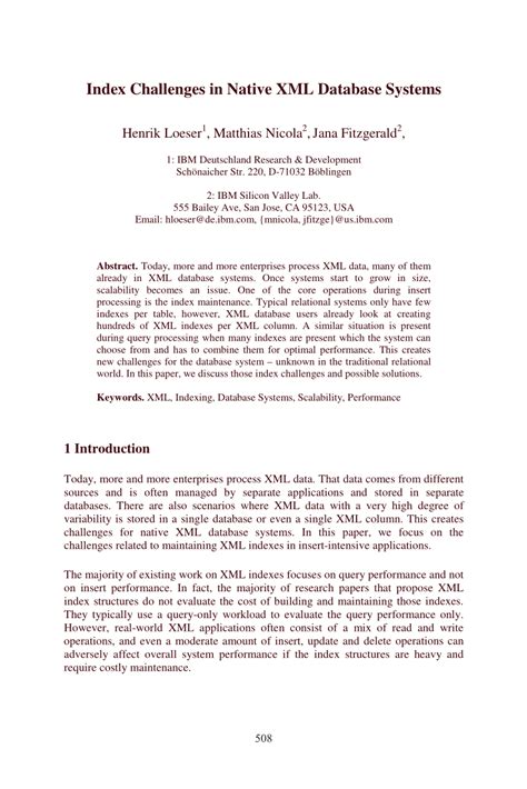 pdf index challenges in native xml database systems