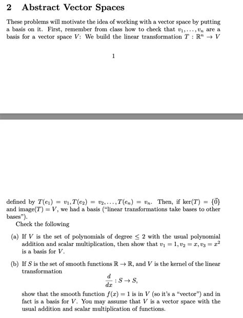solved 2 abstract vector spaces these problems will motivate