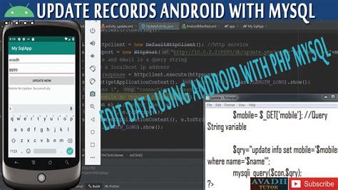 how to update data using android mysql php how to edit data android mysql simple example youtube