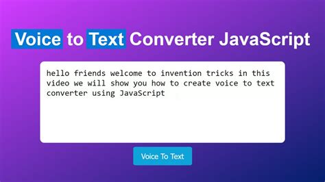 Voice To Text Converter Using Javascript Speech To Text Converter Youtube