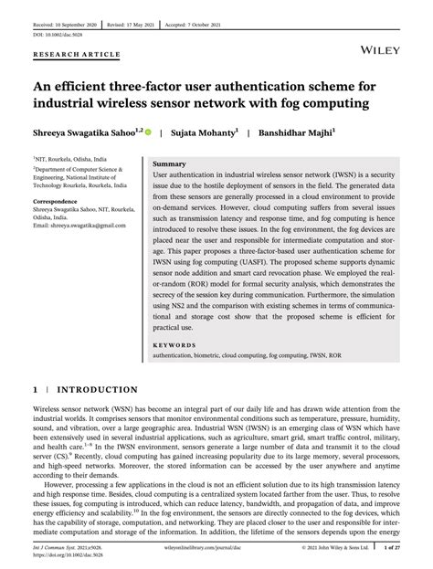 an efficient three‐factor user authentication scheme for industrial wireless sensor network with