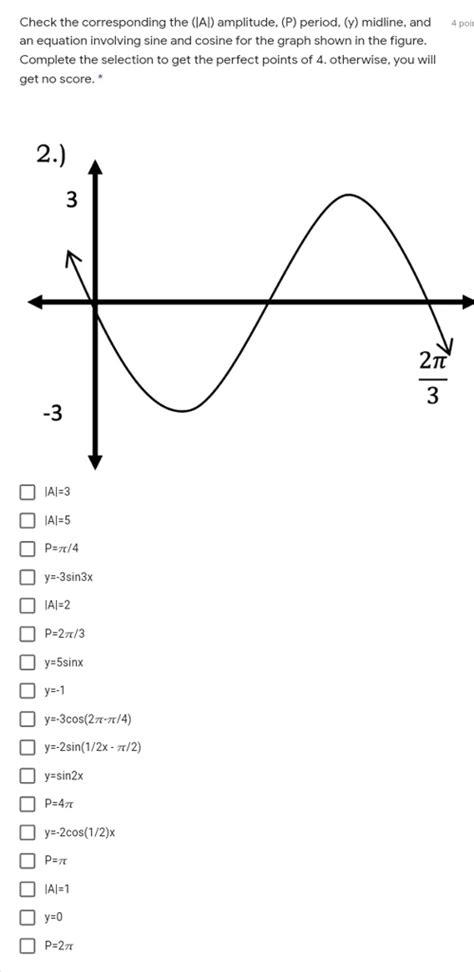 solved check the corresponding iai amplitude p period y midline and an equation