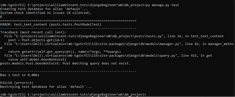 python errors in django tests stack overflow