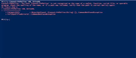 sharepoint pnp powershell error the term ‘connect pnponline is not recognized as the name of
