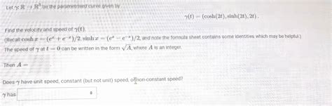 solved let γ r→r3 be the parametrised curve given by