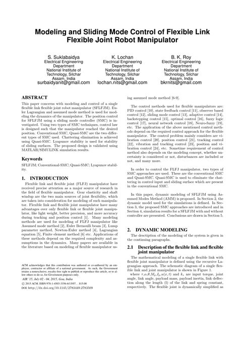pdf modeling and sliding mode control of flexible link flexible joint robot manipulator