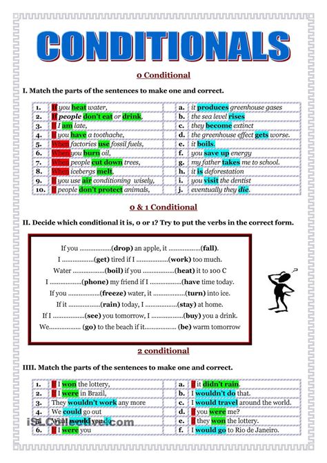 conditionals 0 1 2 esl worksheets worksheets conditional sentence