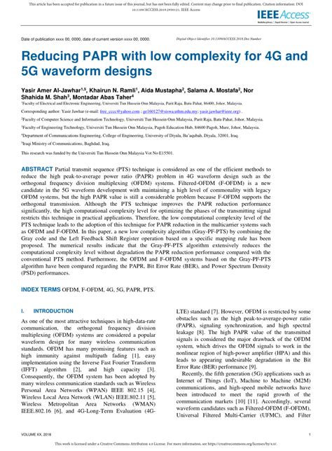 pdf reducing papr with low complexity for 4g and 5g waveform designs