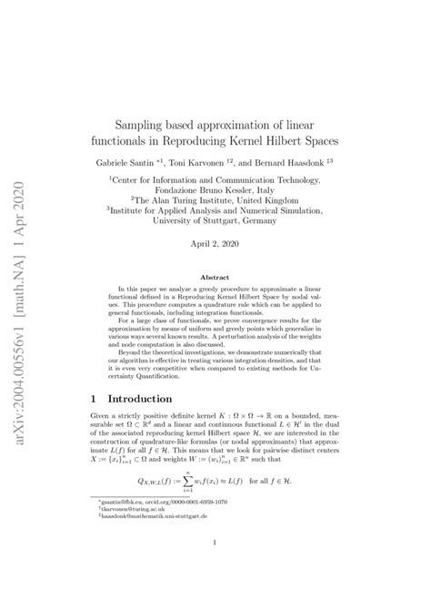 sampling based approximation of linear functionals in reproducing kernel hilbert spaces deepai