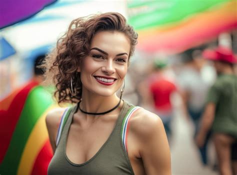 Premium Photo Beautiful Lesbian Woman Outdoors Portrait Of A Homosexual Girl At The Gay Pride
