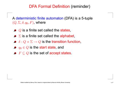 dfa formal definition reminder
