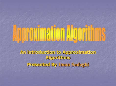 approximation algorithms