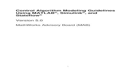 control algorithm modeling guidelines using matlab simulink … · 1 control algorithm modeling