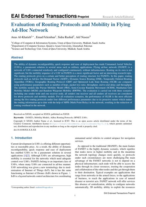 pdf performance evaluation of ad hoc routing protocols in fanets