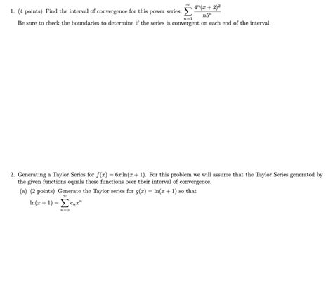 solved 1 4 points find the interval of convergence for