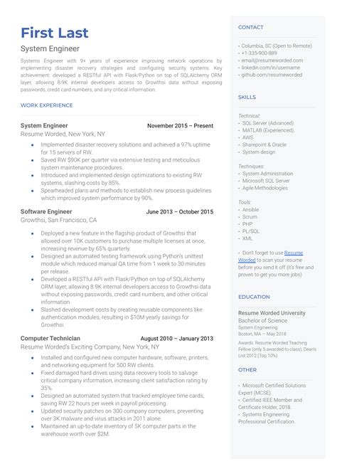 6 System Engineer Resume Examples For 2024 Resume Worded