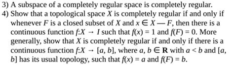 solved 3 a subspace of a completely regular space is