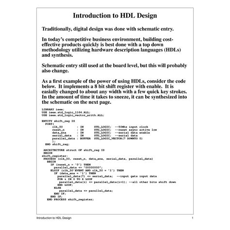 intro to hdl design introduction to hdl design traditionally digital design was done with