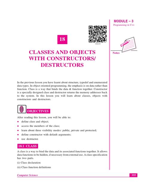 classes and objects with constructors destructors module 3 pdf programming constructor