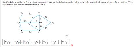 solved use kruskal s algorithm to find a minimum spanning