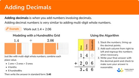 adding decimals math steps examples and questions