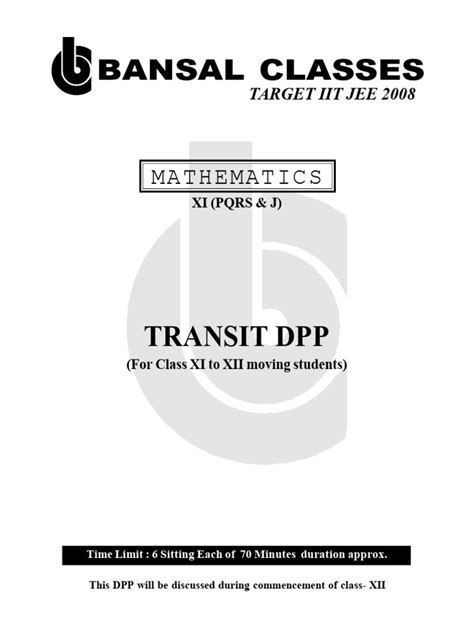transit dpp 11th pqrs and j maths wa pdf trigonometric functions function mathematics